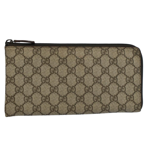 Gucci | Bags | Gucci Gg Supreme Long Wallet Pvc Leather Beige 15261 ...
